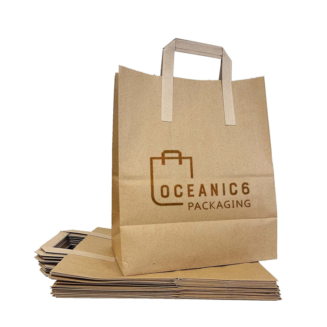 Recycled Brown Kraft Paper Bag with Flat Handle